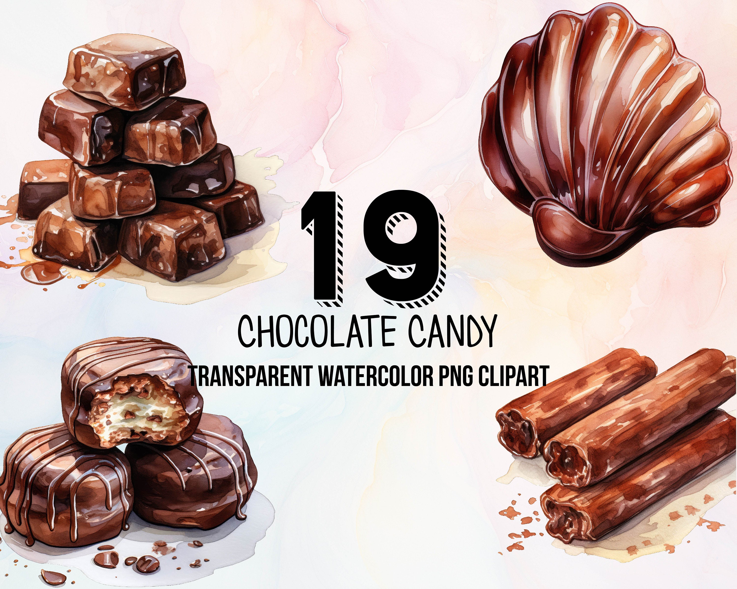 Chocolate Candy Watercolor Clipart Set - Watercolor Candy Clipart ...