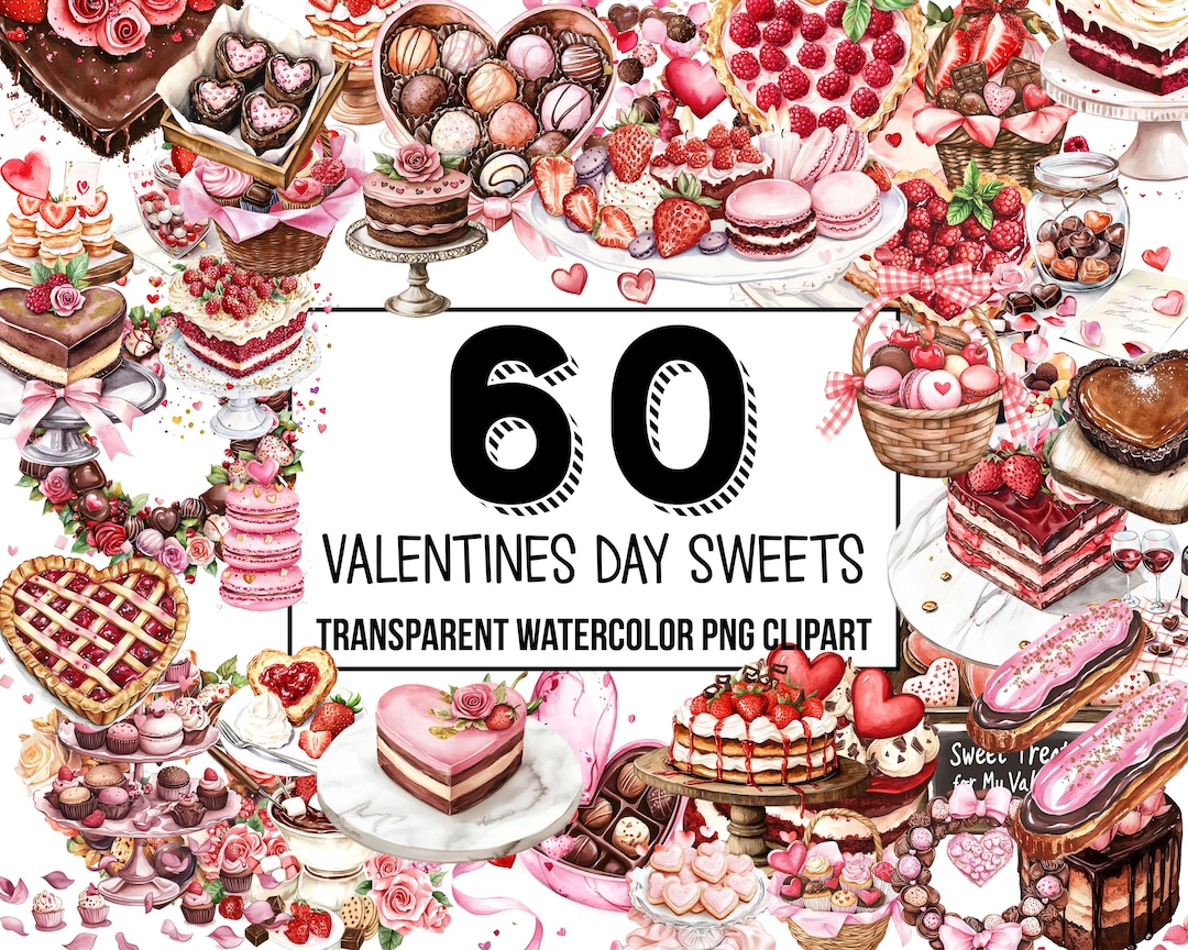Valentines Day Sweets Watercolor Clipart - Chocolate Candy Boxes ...