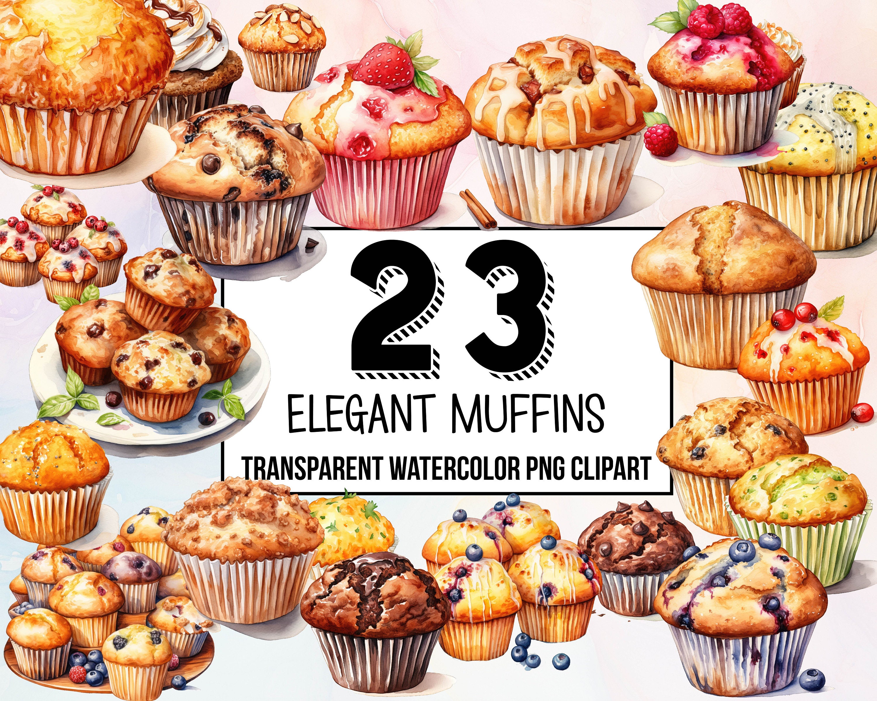 Elegant Muffins Digital Clipart Pack - Etsy