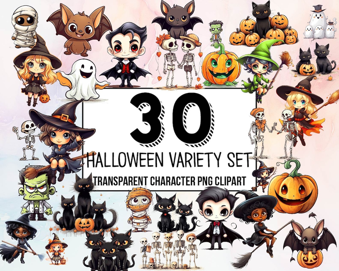 Halloween Variety Character Clipart Set - Animated Halloween Characters ...