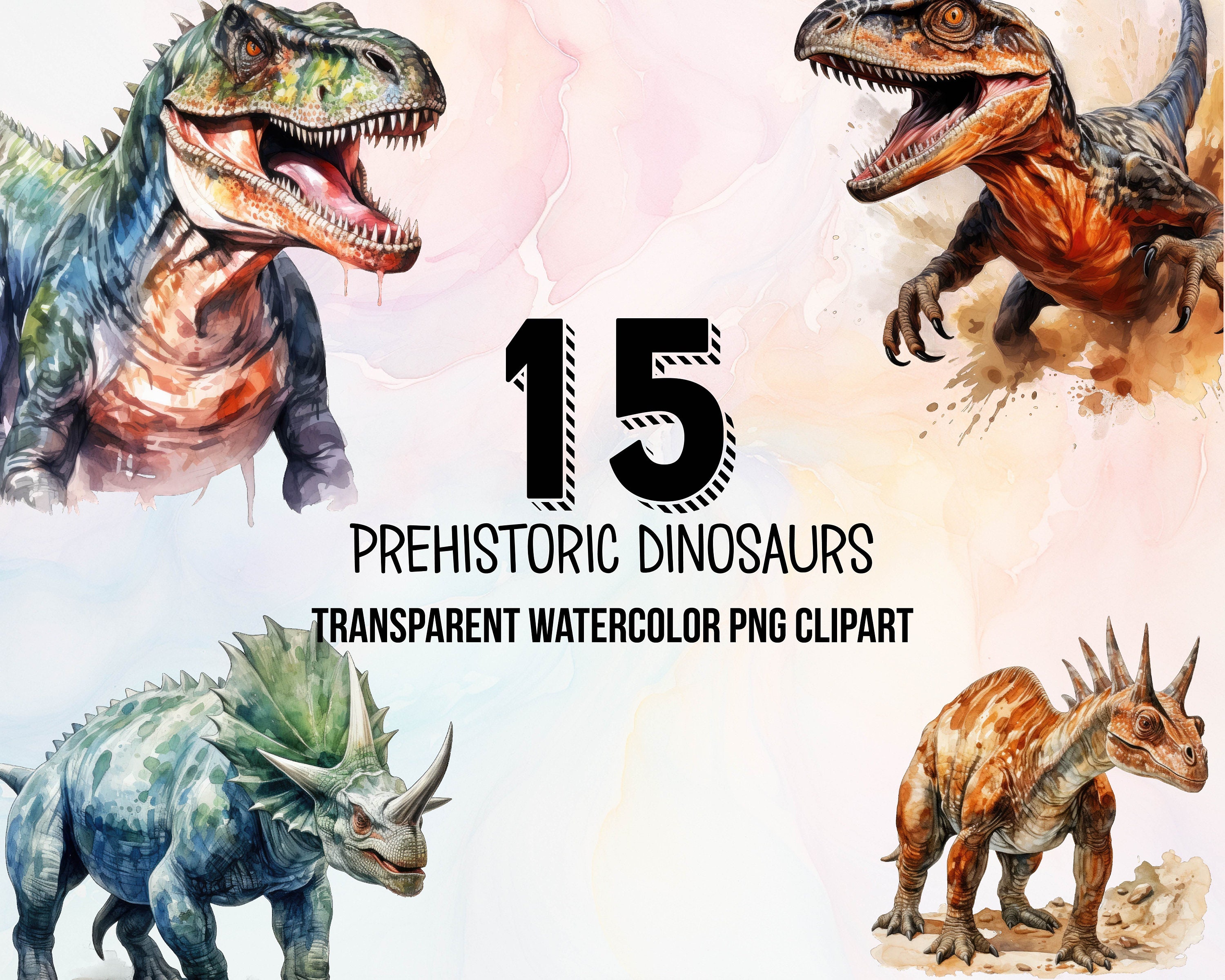 Prehistoric Dinosaurs Digital Clipart Pack - Illustrations,clipart Pack ...