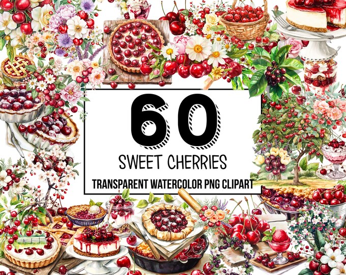 Cherry Watercolor Clipart Cherry Flower Fruit Png Pink Blossom Cherry ...