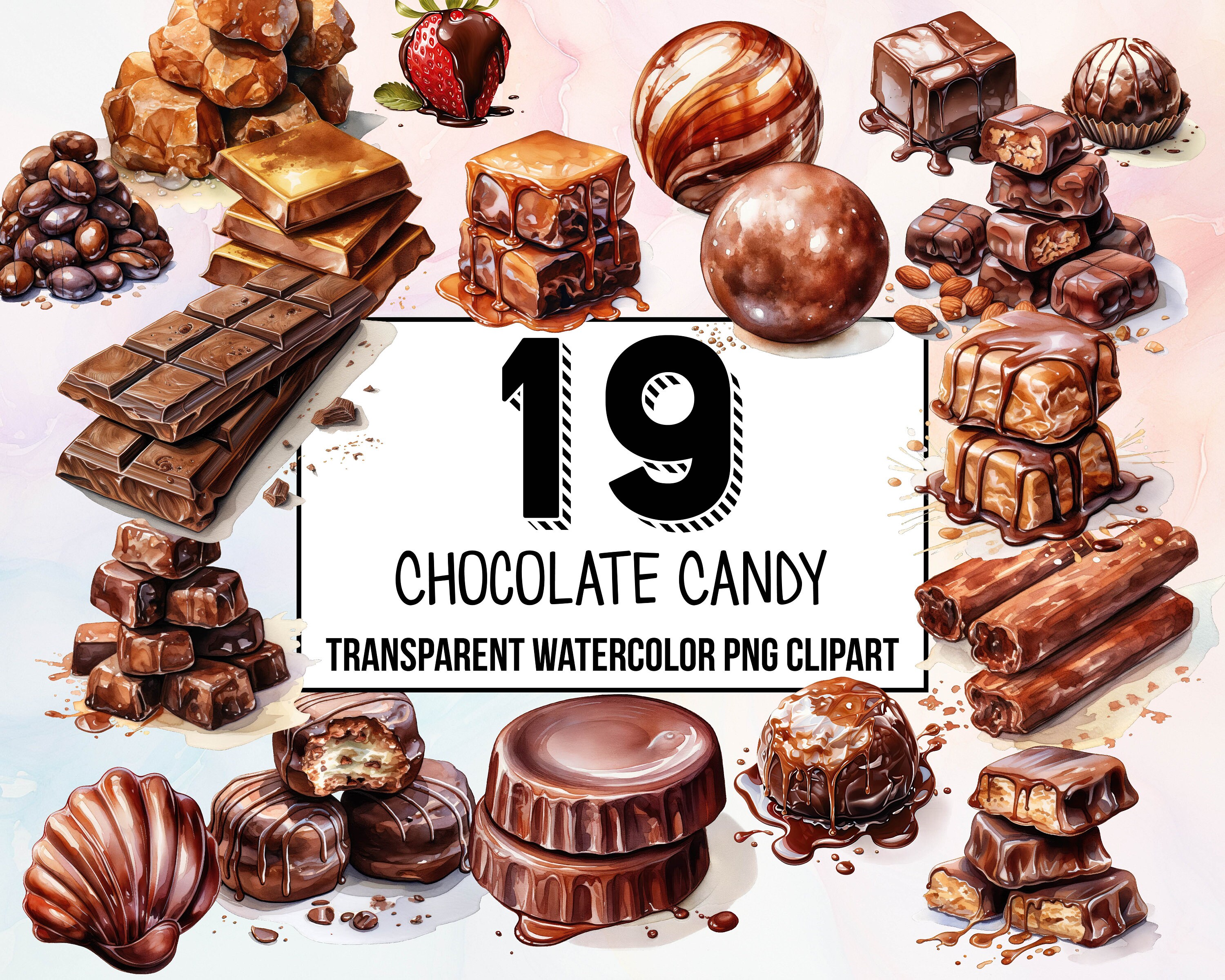 Chocolate Candy Watercolor Clipart Set - Watercolor Candy Clipart ...