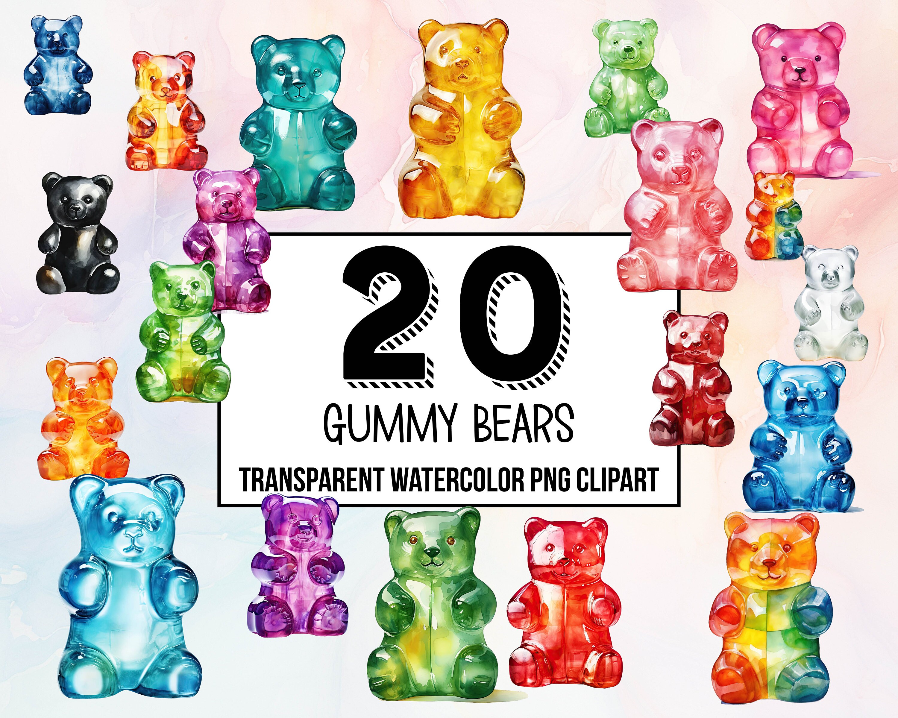 Gummy Bears Watercolor Clipart Set - Watercolor Candy Clipart - Digital ...