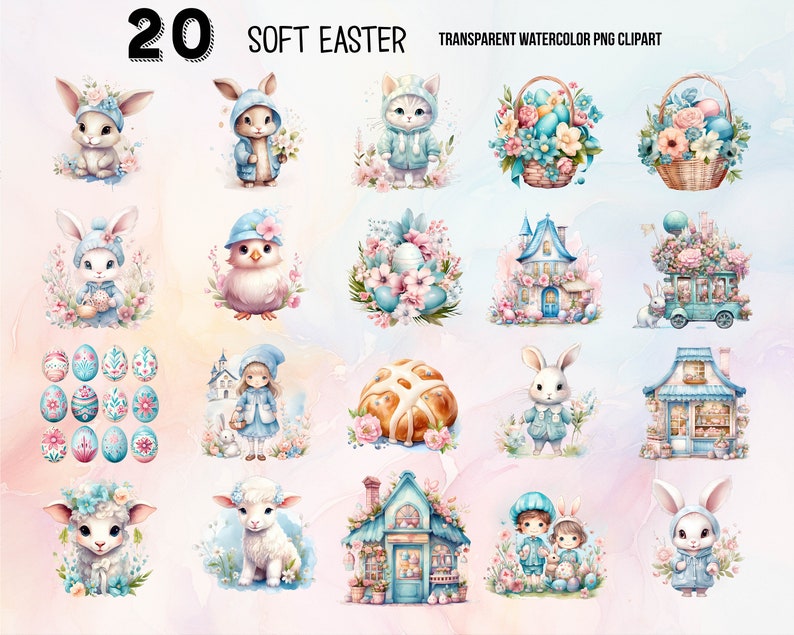 Soft Easter Watercolor Clipart Pack - Etsy