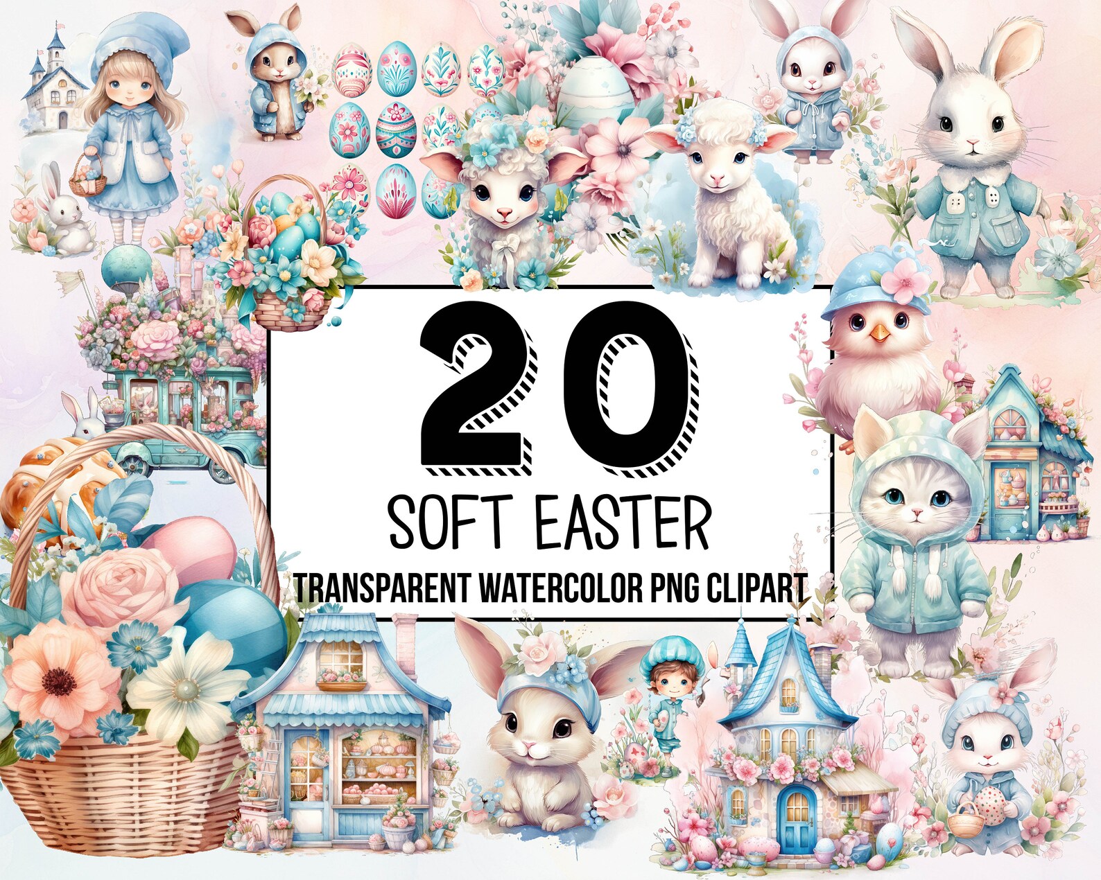 Soft Easter Watercolor Clipart Pack - Etsy