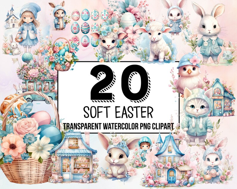Soft Easter Watercolor Clipart Pack - Etsy