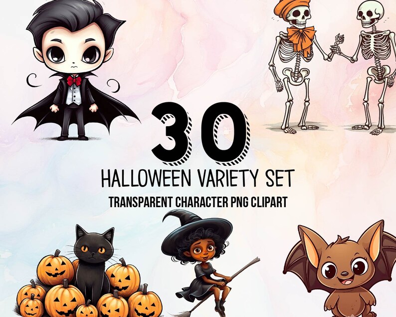 Halloween Variety Character Clipart Set - Animated Halloween Characters ...