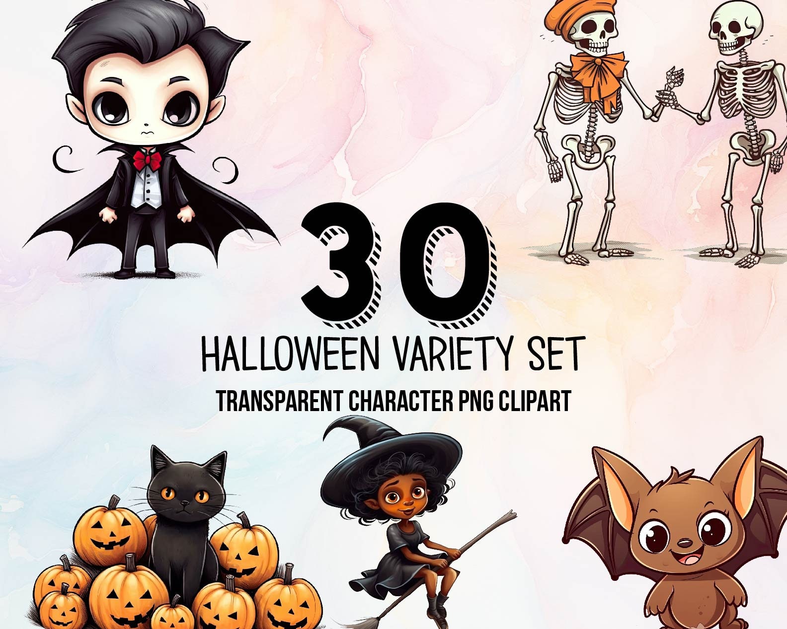 Halloween Variety Character Clipart Set - Animated Halloween Characters ...