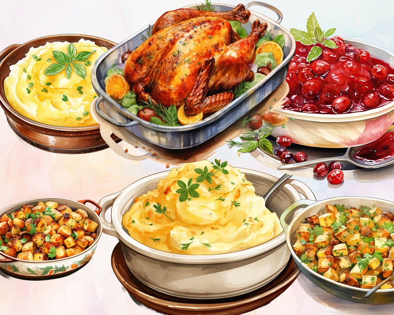 Thanksgiving Dinner Digital Clipart Set Clipart - Digital Thanksgiving ...