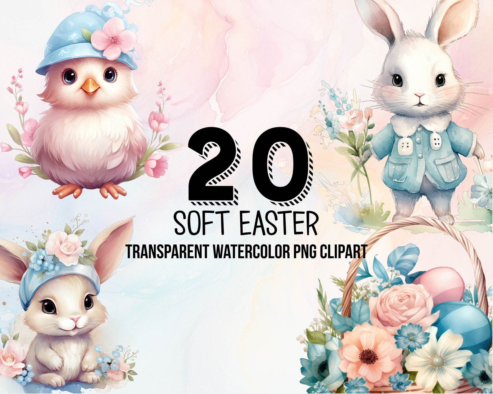 Soft Easter Watercolor Clipart Pack - Etsy