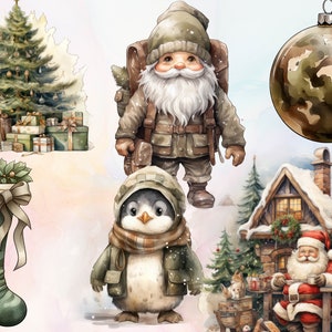 Camo Christmas Digital Clipart Pack Army Camouflage Watercolor ...
