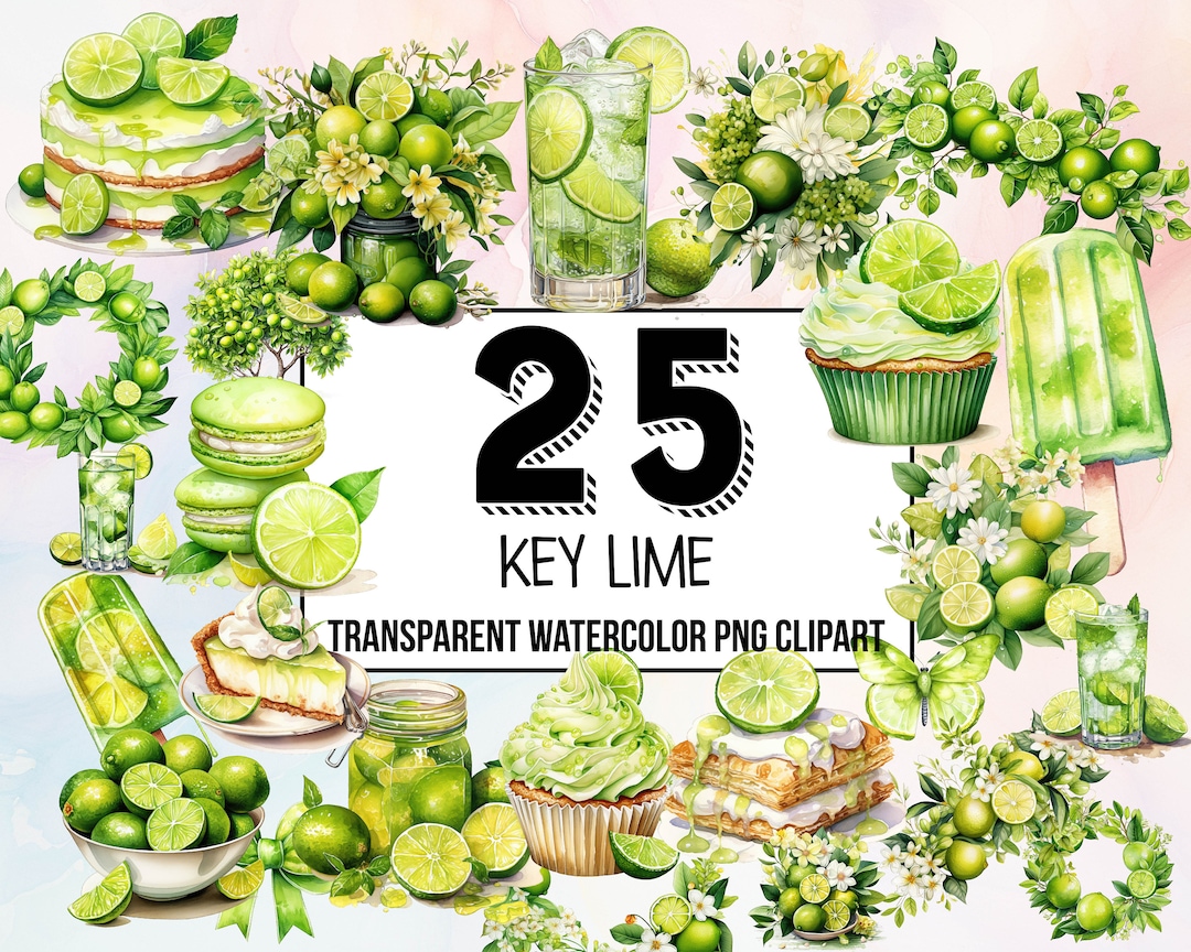 Key Lime Clipart Set - Watercolor Lime Illustrations - Citrus Fruit Art ...
