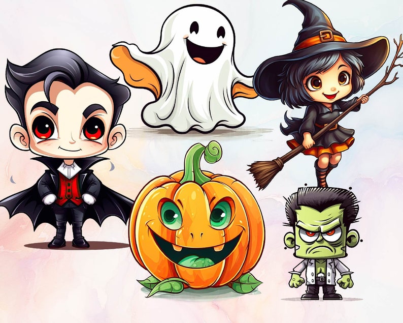 Halloween Variety Character Clipart Set - Animated Halloween Characters ...