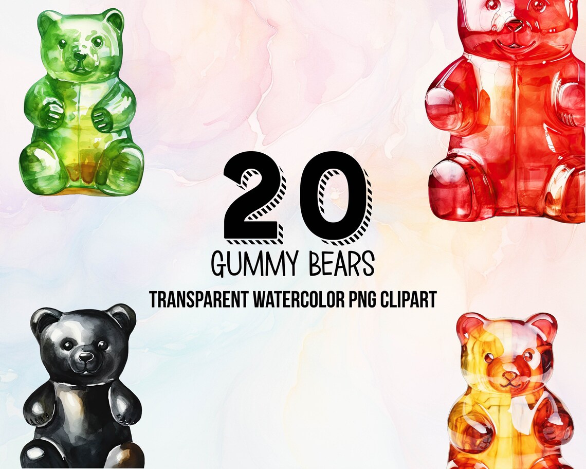 Gummy Bears Watercolor Clipart Set Watercolor Candy Clipart Digital ...