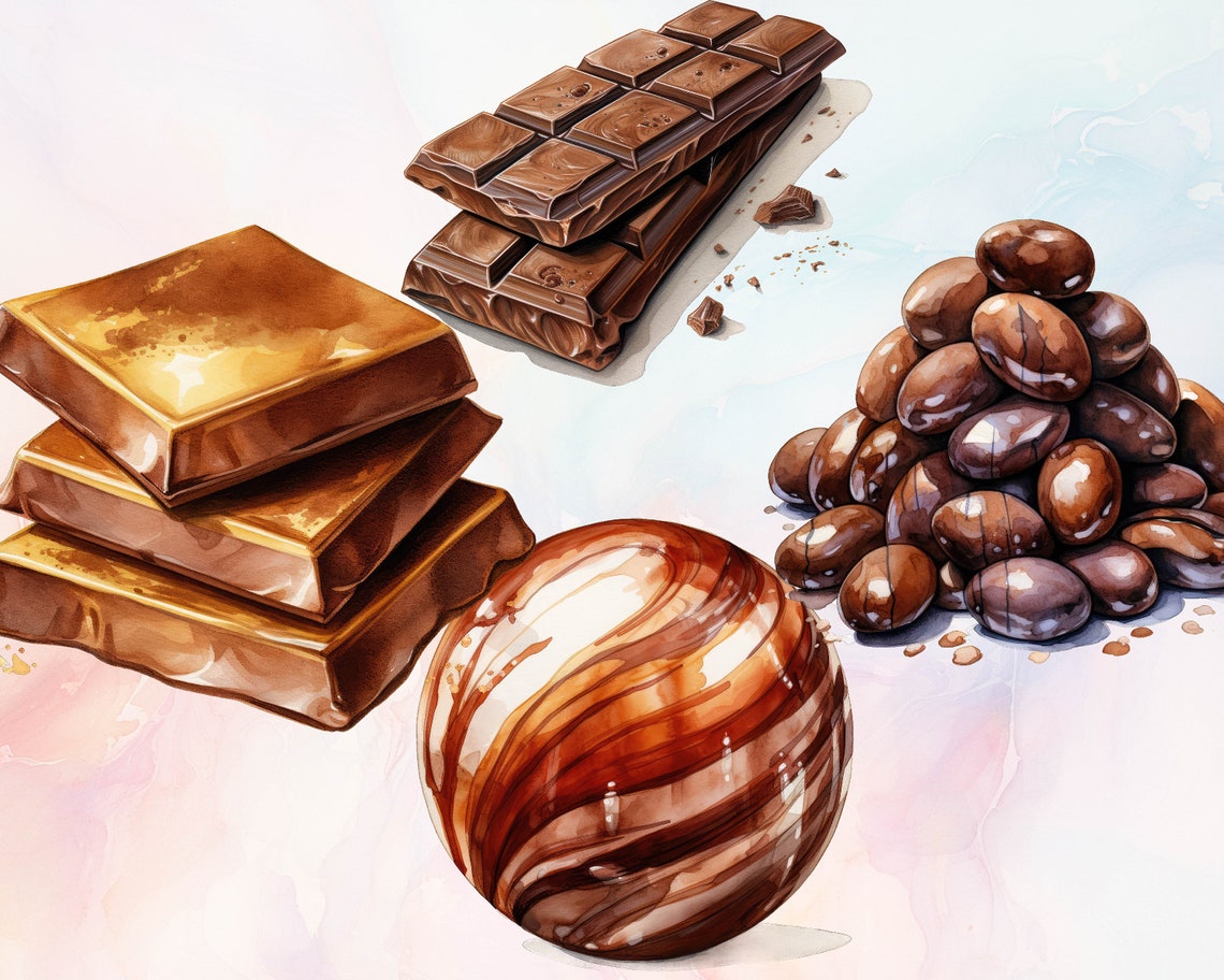 Chocolate Candy Watercolor Clipart Set - Watercolor Candy Clipart ...