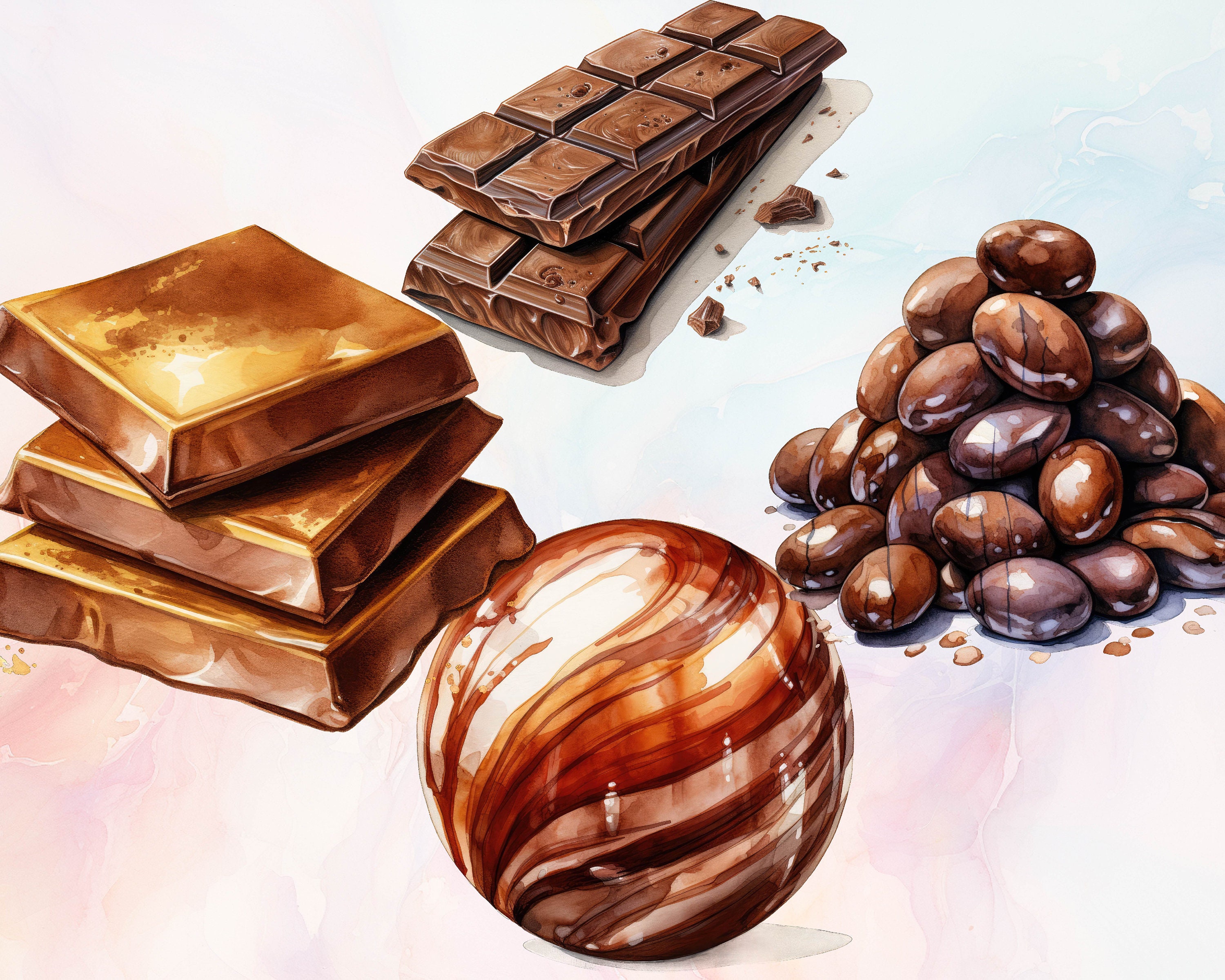 Chocolate Candy Watercolor Clipart Set - Watercolor Candy Clipart ...