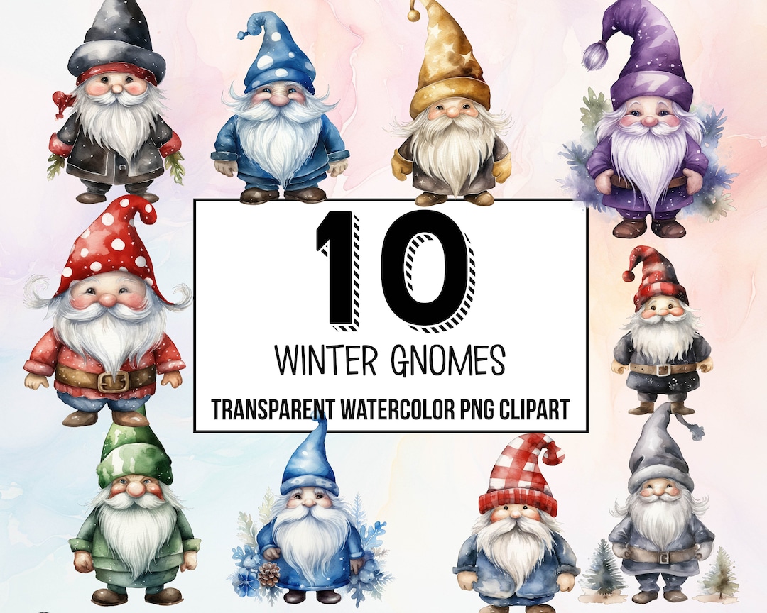 Winter Gnomes Digital Clipart Pack, Traditional Christmas Decor ...