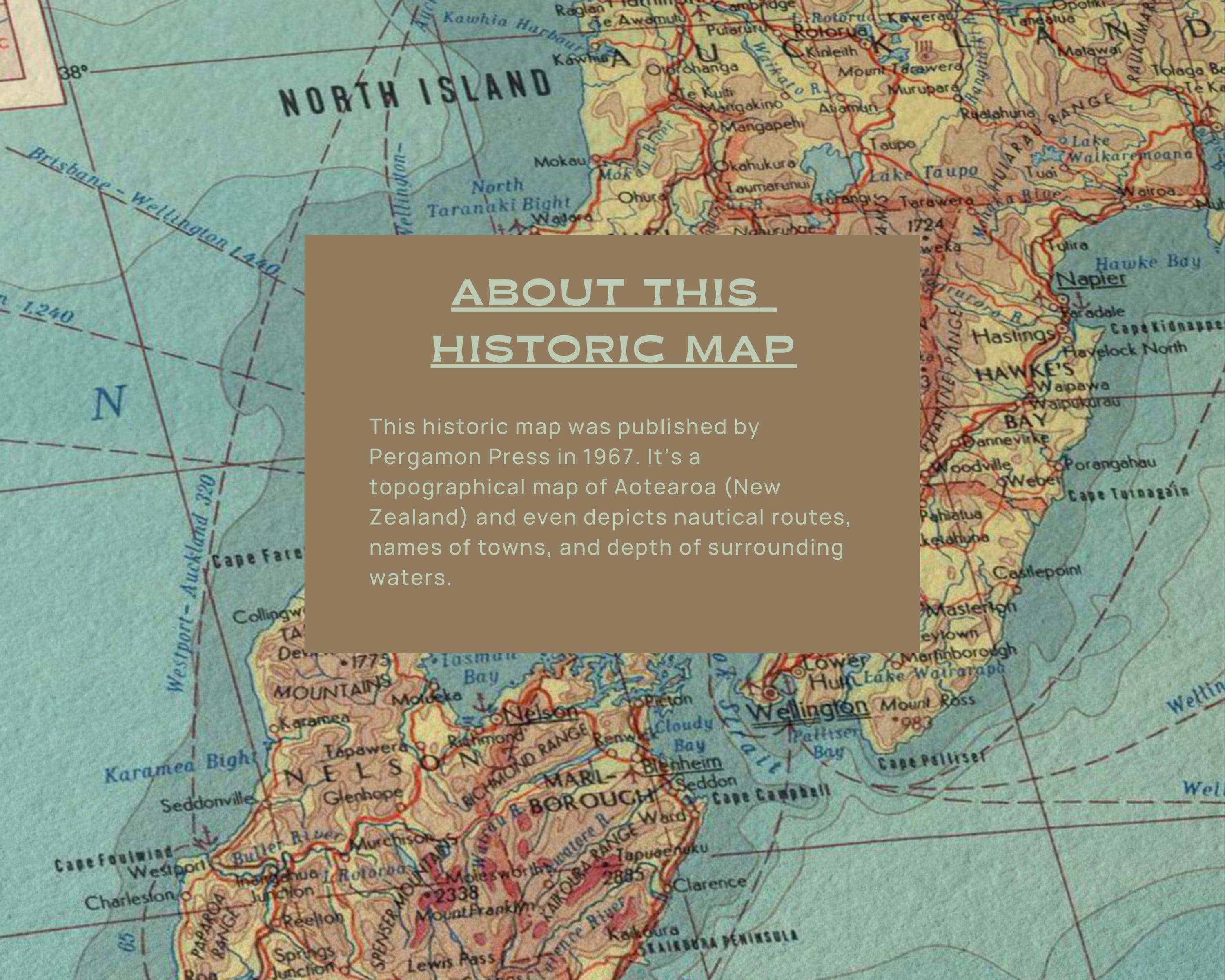 Map of Aotearoa New Zealand | Pergamon World Atlas | 1967 Historical ...