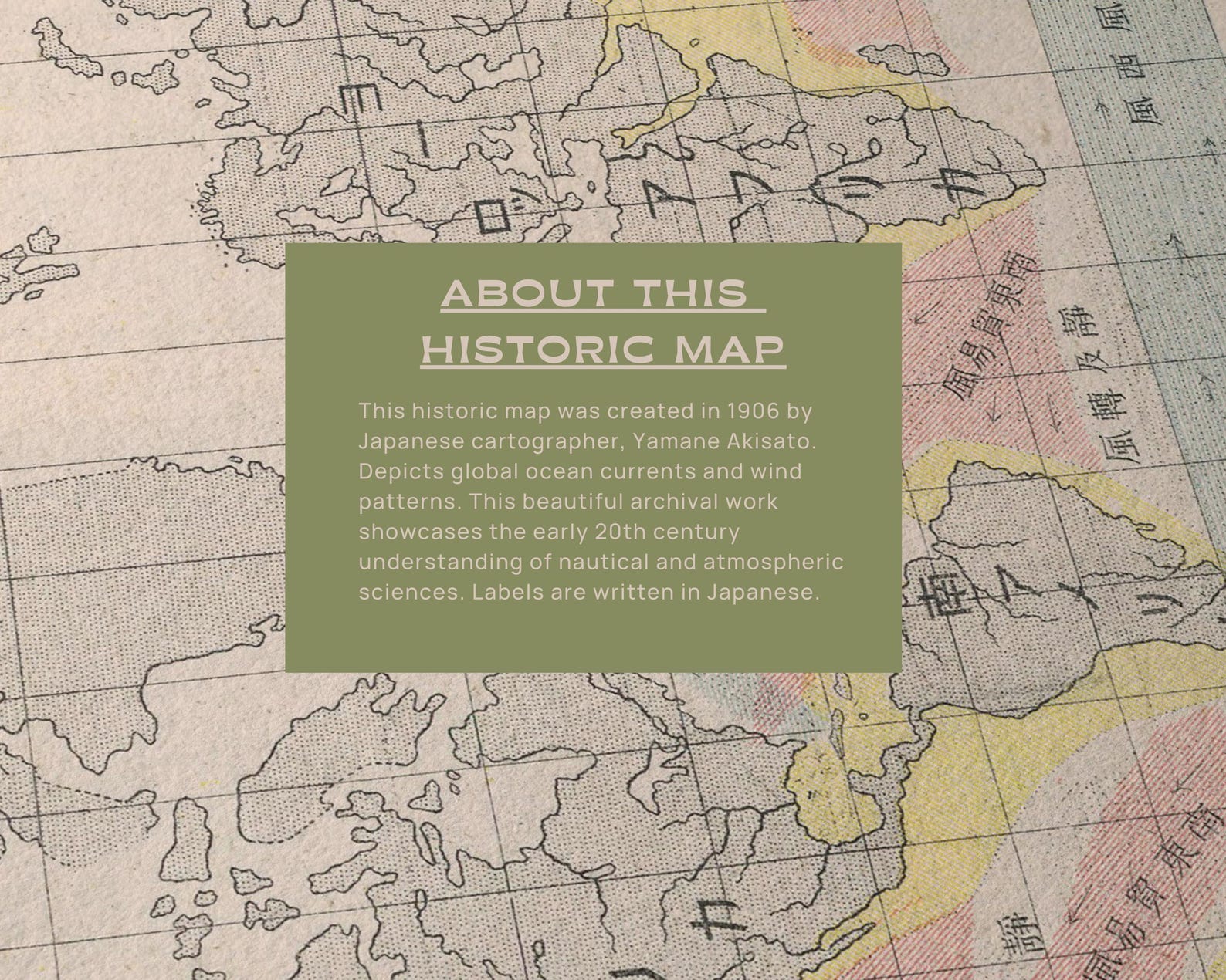 1906 Japanese Ocean Currents & Wind Map: Vintage Marine Science Art - Etsy