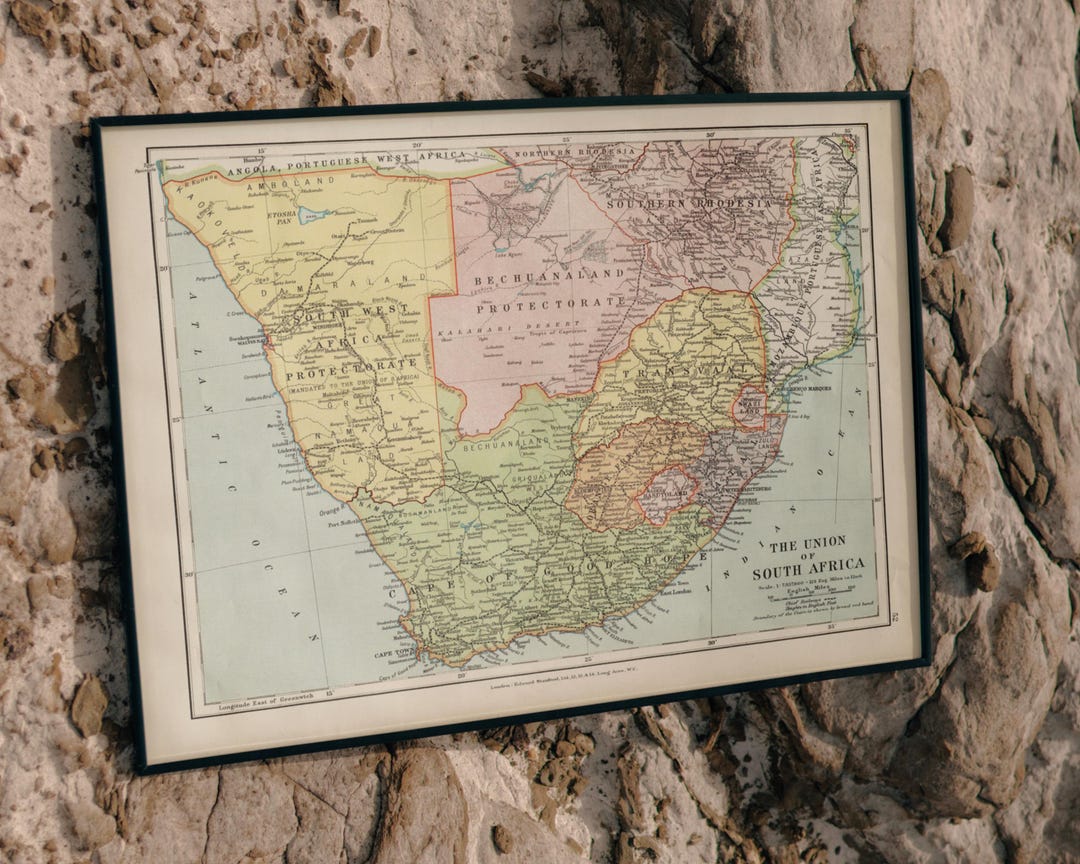 1926 South African Union Map: Vintage Lithograph Geography Poster - Etsy