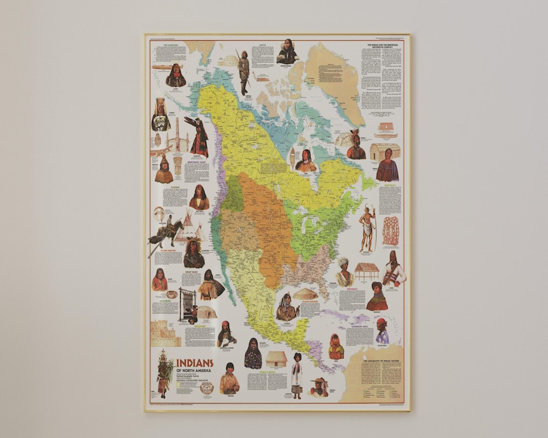 1972 National Geographic Map: Indigenous North America, Pictorial Wall ...