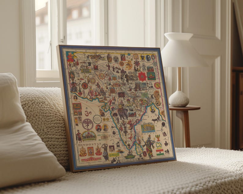 Hindustan Map of India 1986: Vintage Cartography Wall Art - Etsy