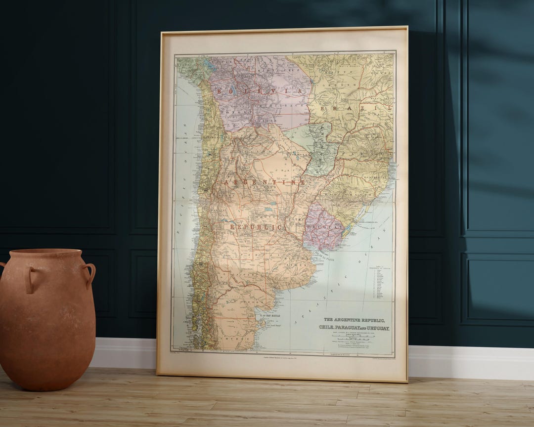 1904 Map of South America | Paraguay, Uruguay, Argentina, Brazil, Chile ...