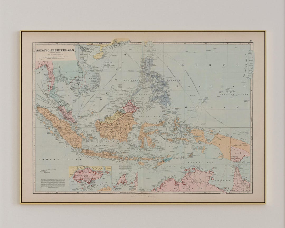 1887 Map of Asiatic Archipelago | Map of Philippines | Map of Indonesia ...