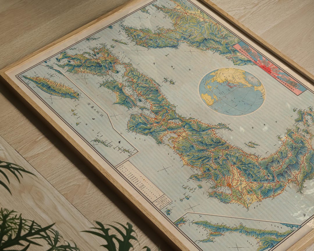 1915 Japan, Taiwan, Korea Map, East Asian Cartography Art Poster - Etsy