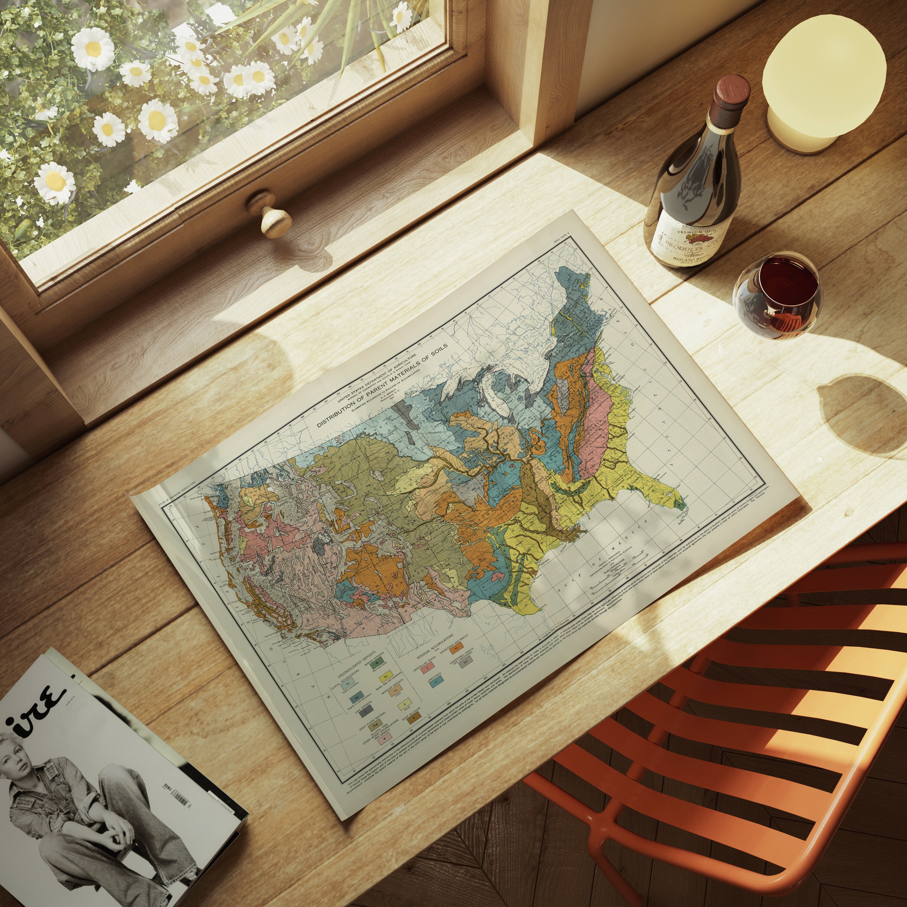 1931 US Soil Parent Materials Map Francis J. Marschner Vintage ...