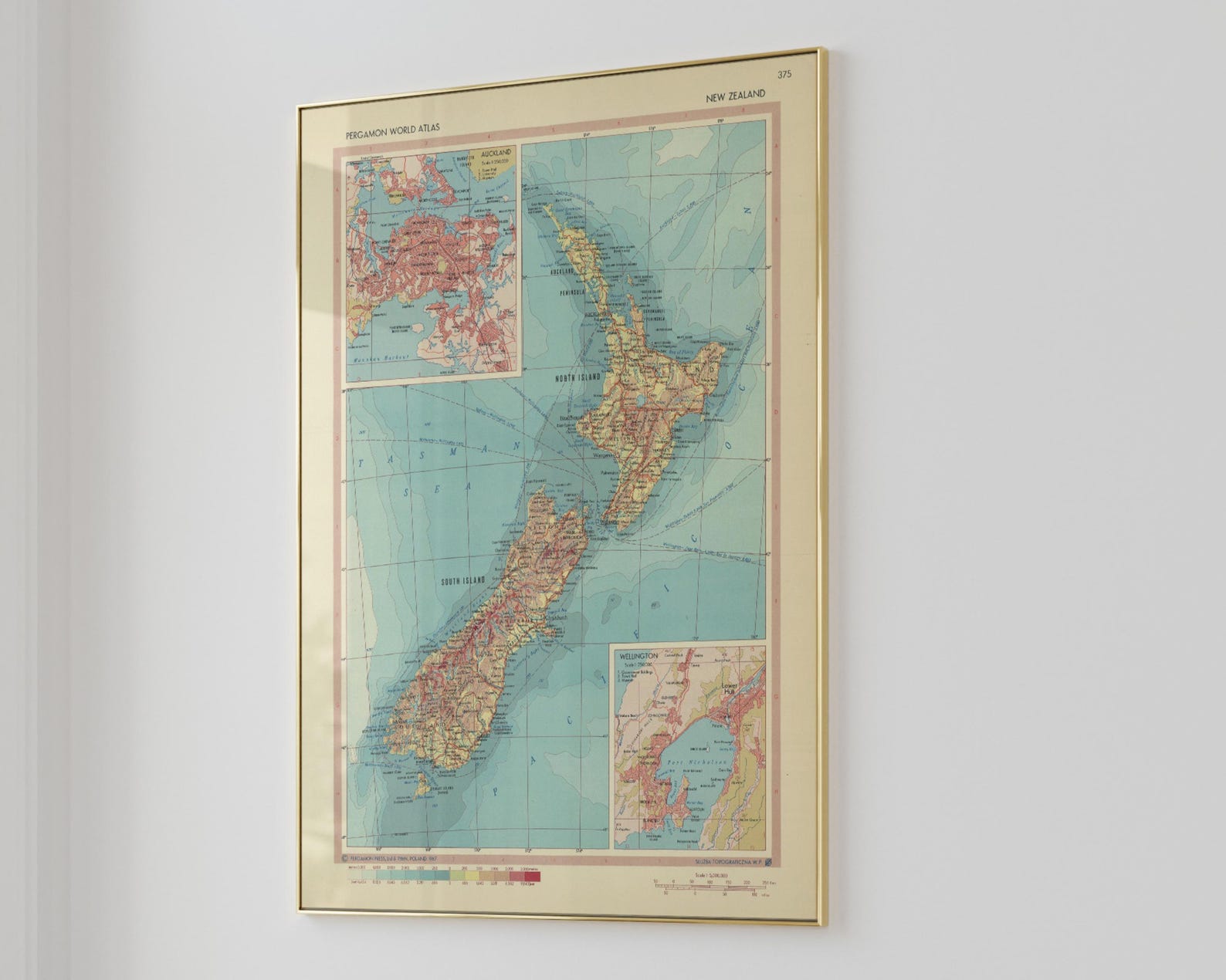 1967 Aotearoa New Zealand Map: Vintage Cartography Art Print - Etsy