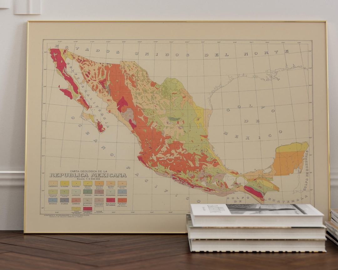 1921 Geological and Topographical Map of Mexico | Vintage Mexican ...