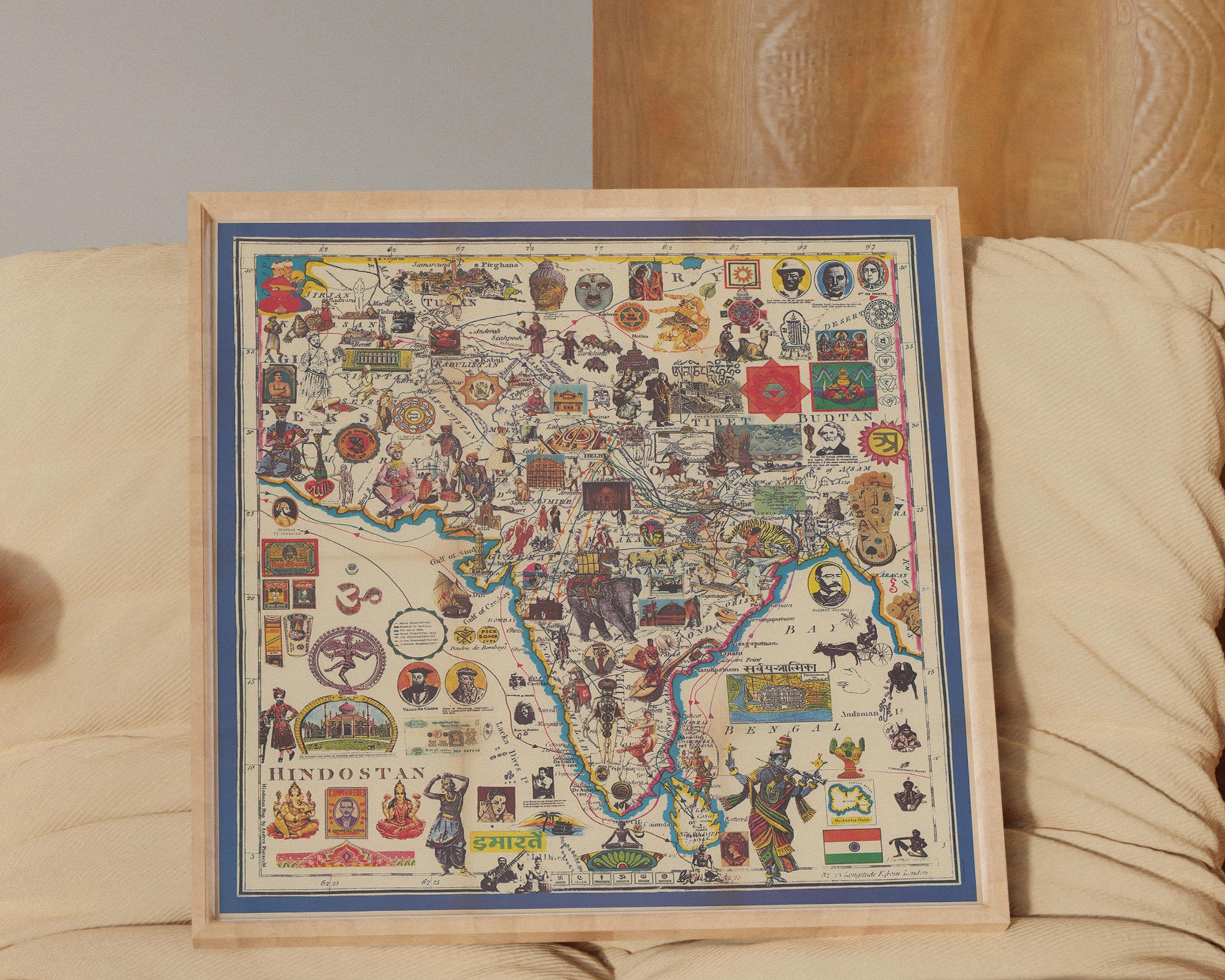 Hindustan Map of India 1986: Vintage Cartography Wall Art - Etsy