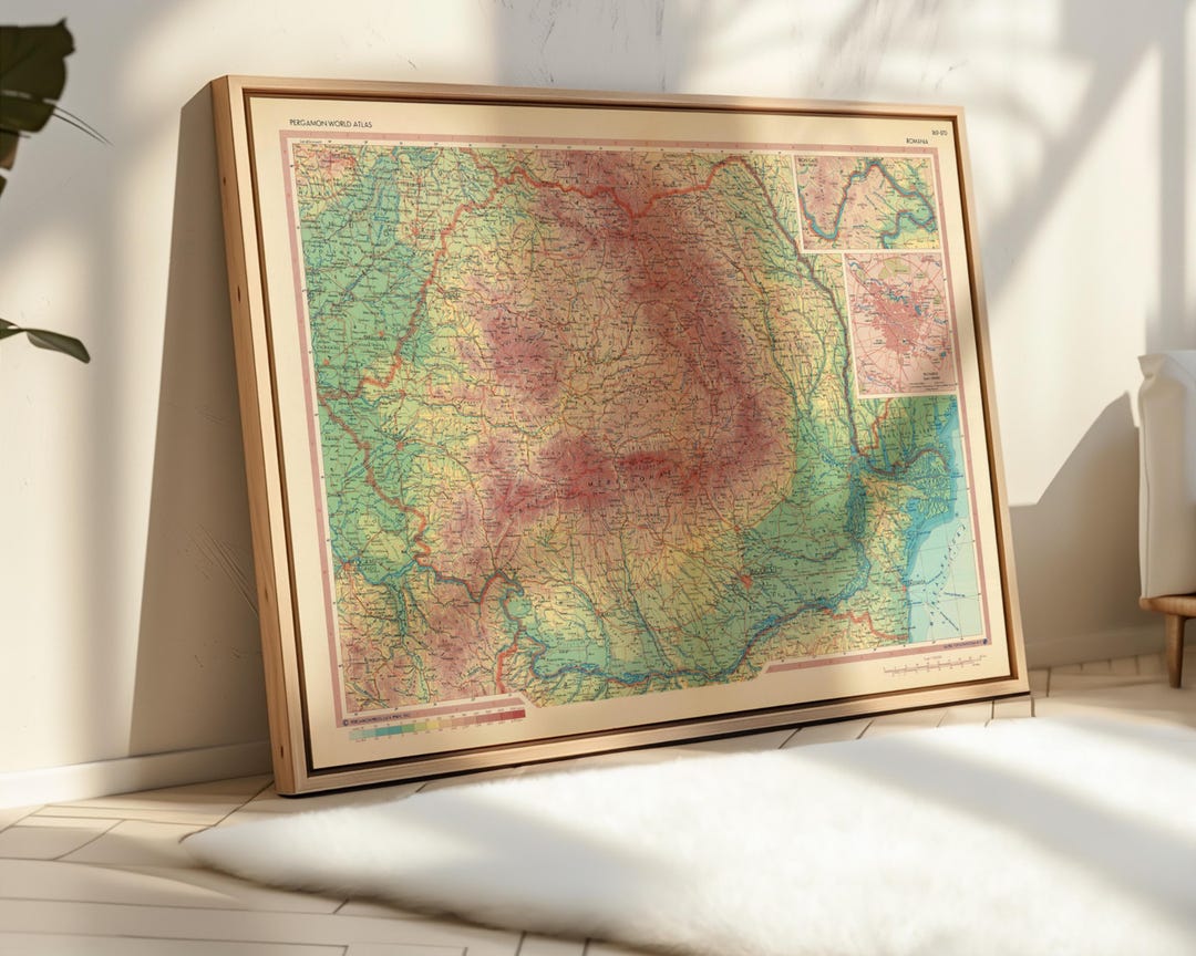 1963 Romania Map Print: Vintage Pergamon World Atlas Poster - Etsy