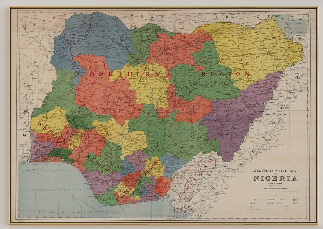 1924 Political Map of Nigeria | Historical Map | Nigeria | Colorful Map ...