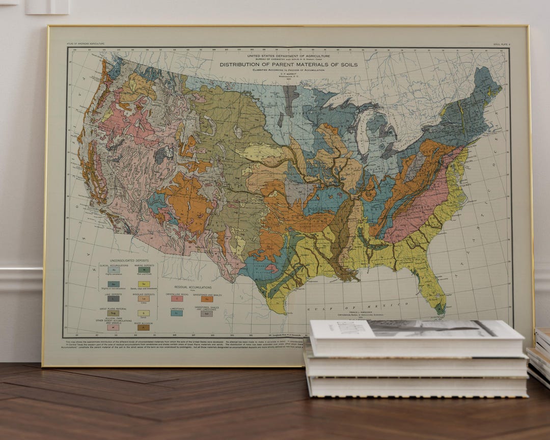 1931 US Soil Parent Materials Map | Francis J. Marschner | Vintage ...
