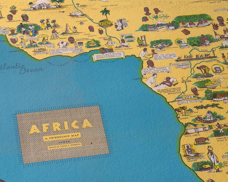 1945 Pictorial Map of Africa: Louise E. Jefferson Cartography Print - Etsy