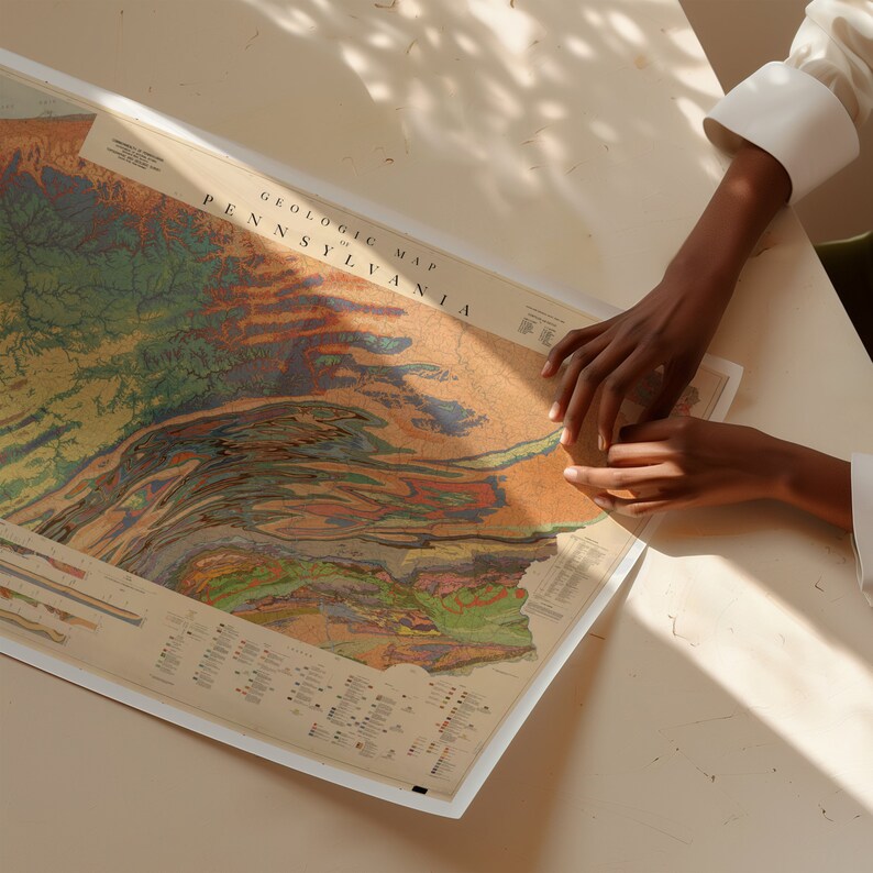 1960 Geological Map of Pennsylvania William and Heintz Map Corporation Vintage Earth Science ...
