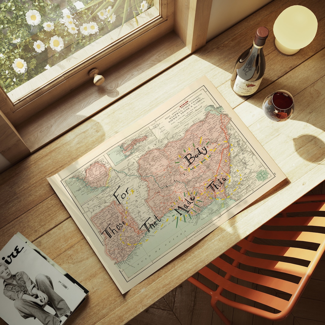 1926 Map of West Africa Archival Map of the Gold Coast Reworked by Saki ...