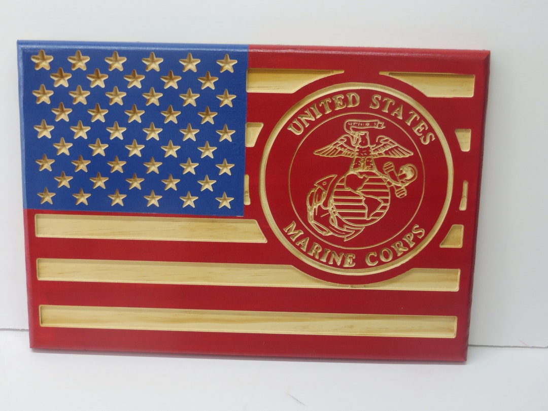 Handmade Wood Marine Corps Flag, Military Gift - Etsy
