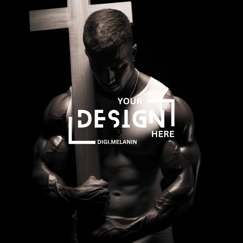 Cross, Inspirational Fitness Digital Art, Muscular Man Praying ...