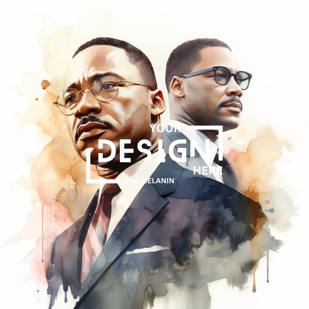 MLK, Malcolm X Inspirational Leaders Watercolor Portrait, Digital Art ...