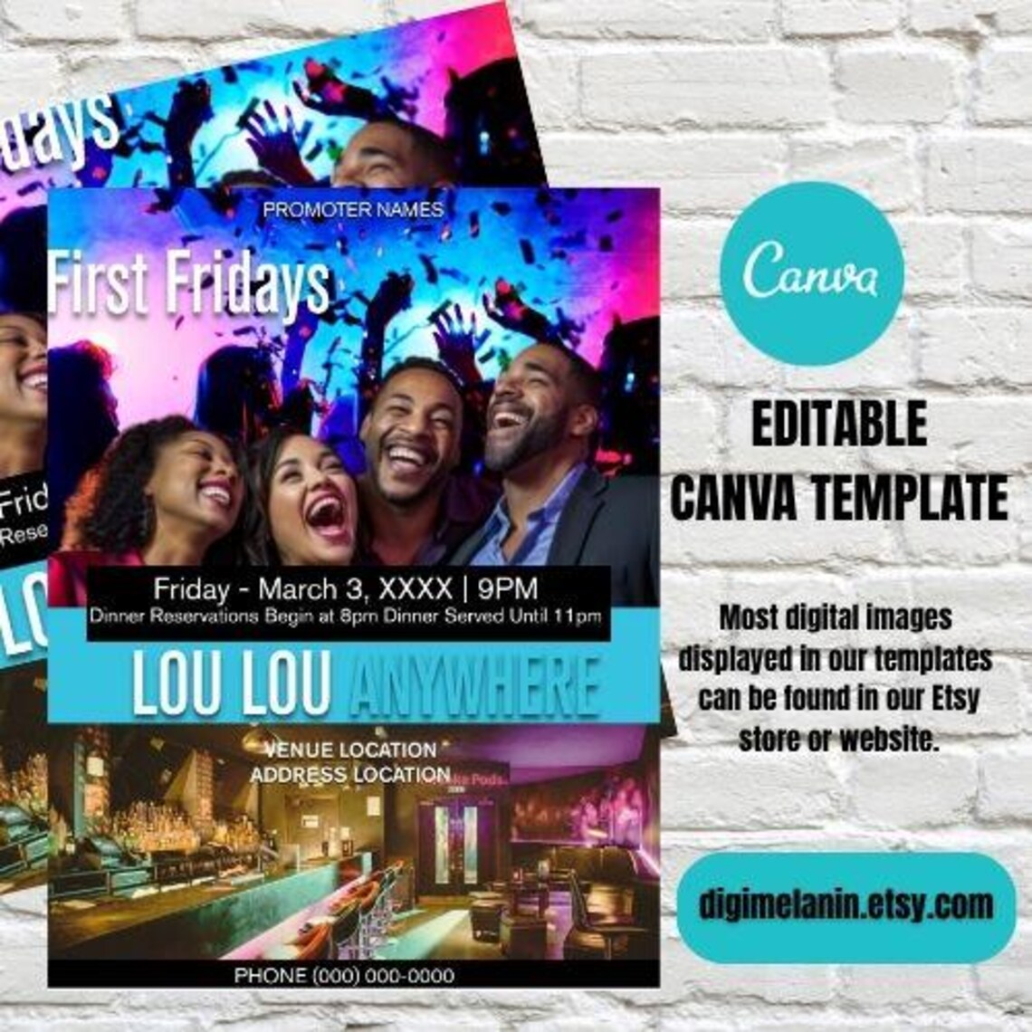 Editable First Fridays Event Flyer Canva Template | Dinner & Lounge ...