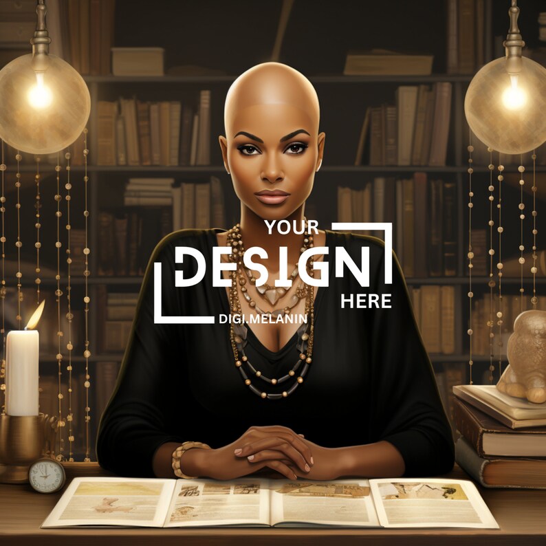 Elegant Bald Shaved Mannequin Digital Poster, Striking Beauty Portrait ...