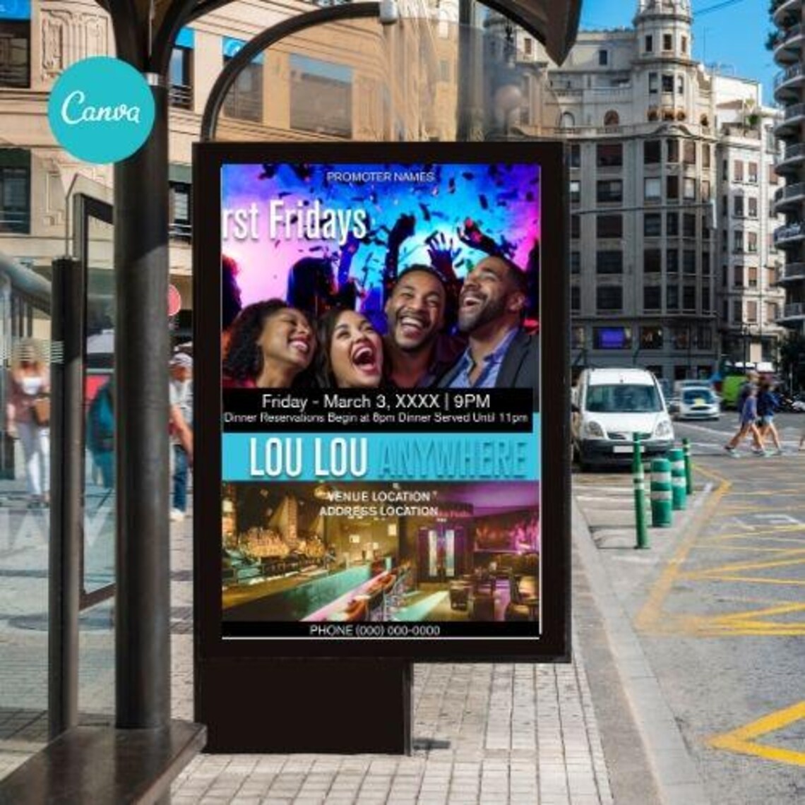 Editable First Fridays Event Flyer Canva Template | Dinner & Lounge ...