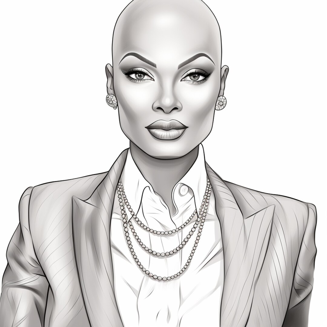 Elegant Bald Shaved Mannequin Digital Poster, Striking Beauty Portrait ...