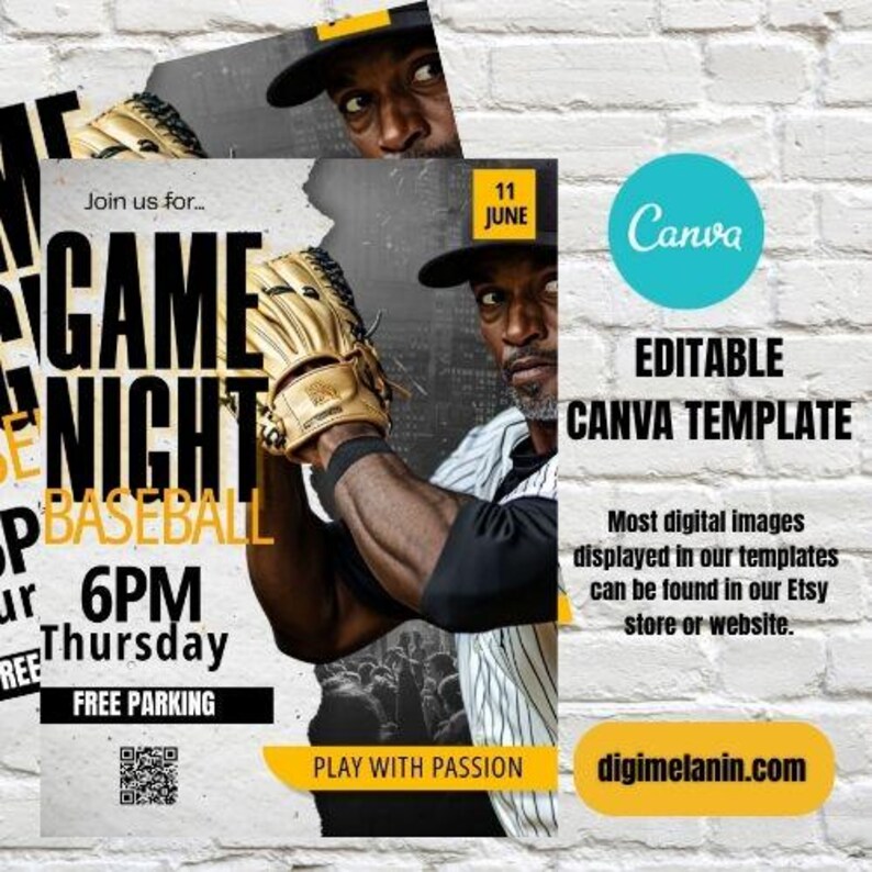 Editable Baseball Flyer Canva Template | Sports Event Invitation | Team ...