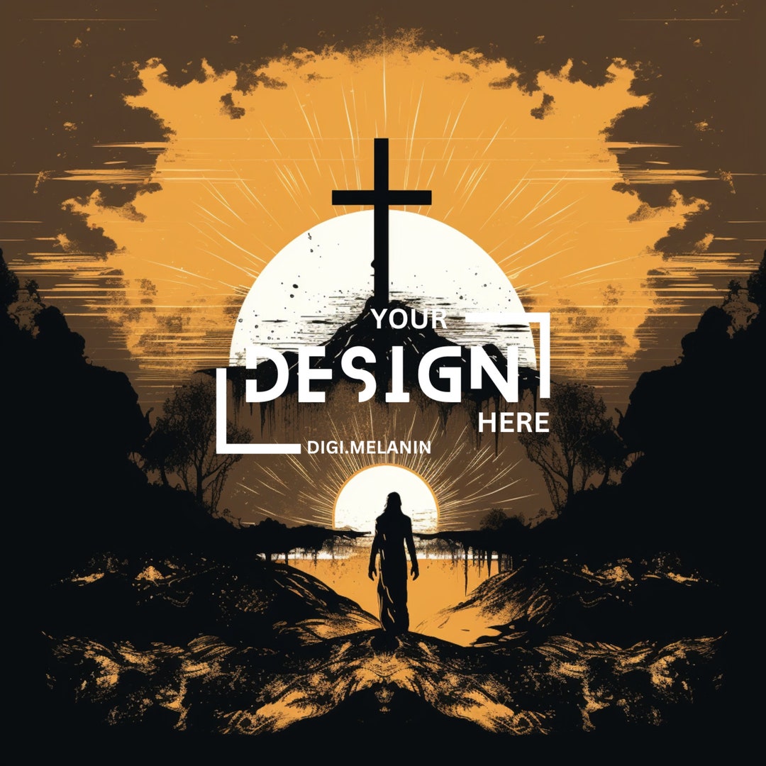 Christian Digital Art, Sunset Cross Silhouette, Spiritual Wall Decor ...