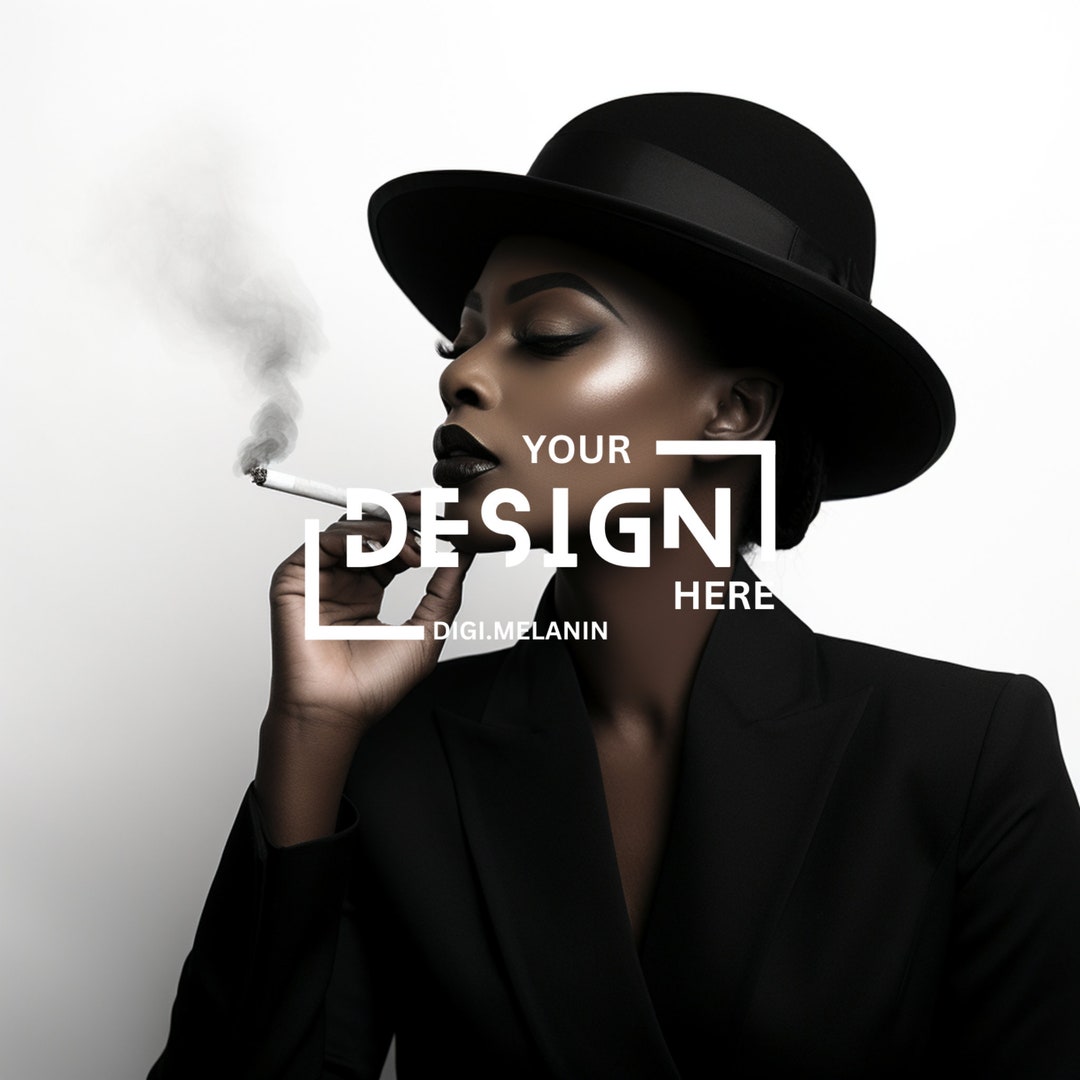 Elegant Woman Smoking Digital Art, Sophisticated Lady in Hat Photo ...